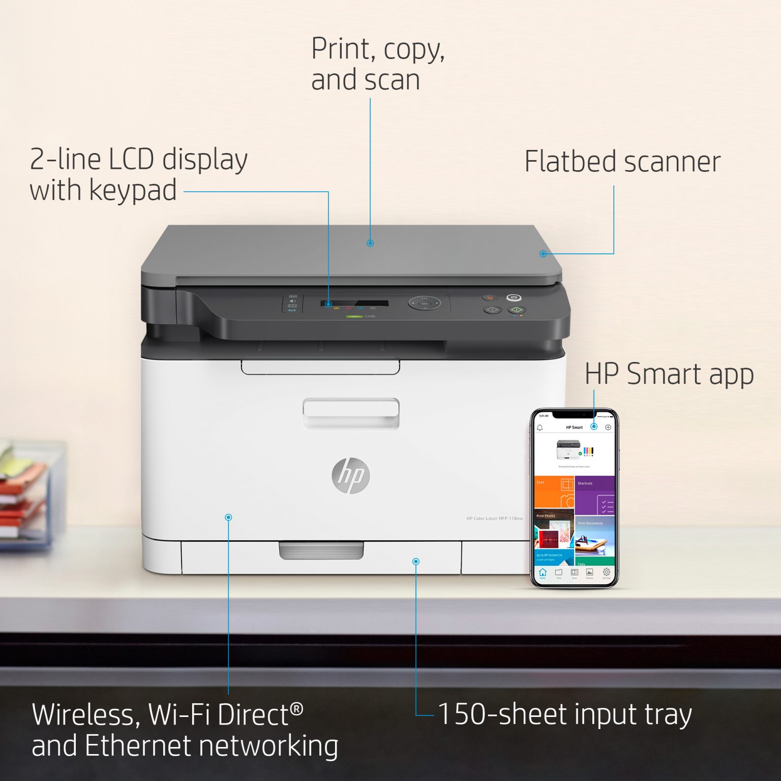 HP MFP 178nw All In One Laser Colour Printer A4 Wi-Fi - Ecomelani